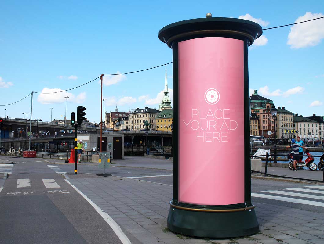 Free Round Street Billboard Mockup - DesignHooks