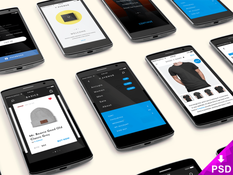 Free Multiple Smartphone App Screens Mockup - DesignHooks