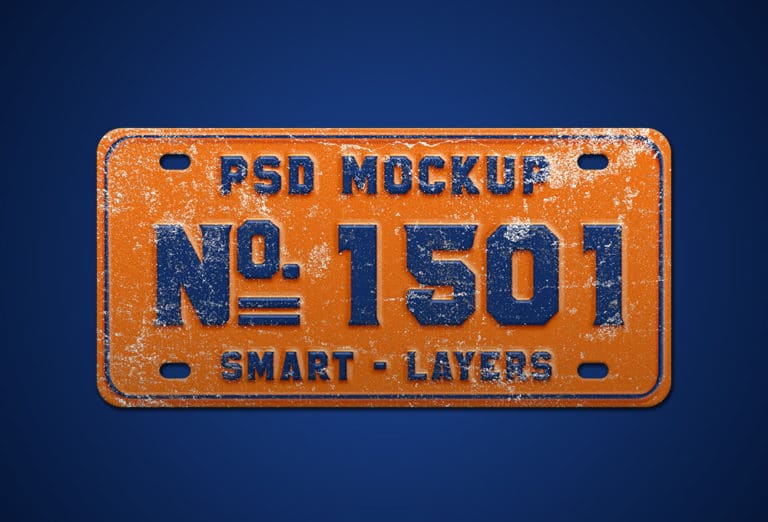 Free Vintage Number Plate Mockup in PSD - DesignHooks