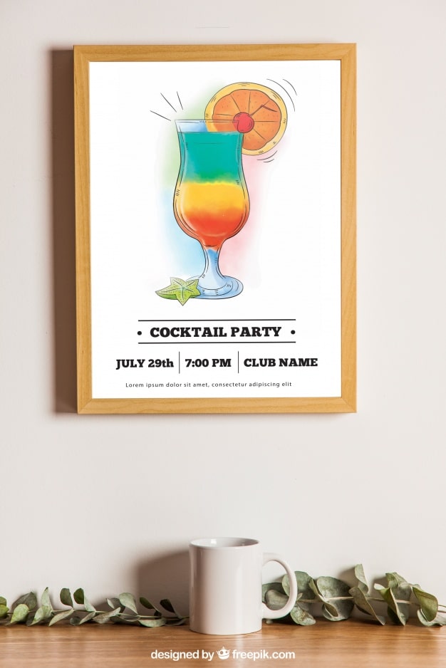Free Cocktail Party Frame Mockup in PSD - DesignHooks