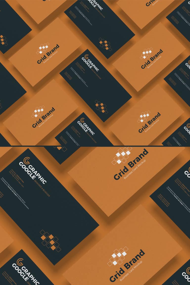 Grid-style Business Card PSD Mockup Download for Free - DesignHooks
