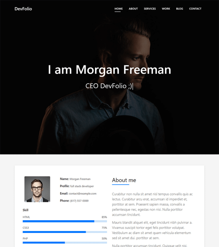 DevFolio – Bootstrap Portfolio HTML Template | DesignHooks
