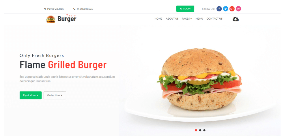 Tasty Burger – Restaurant Bootstrap Web Template | DesignHooks