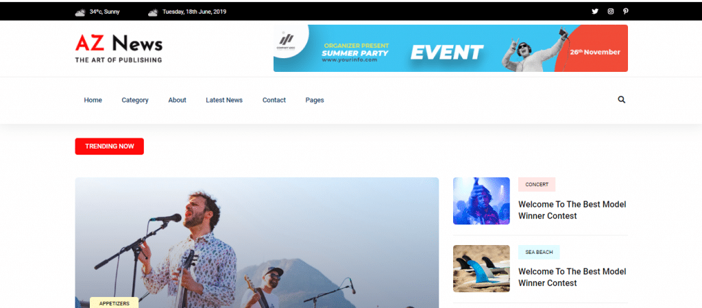 Aznews - News Portal Website HTML Template - DesignHooks