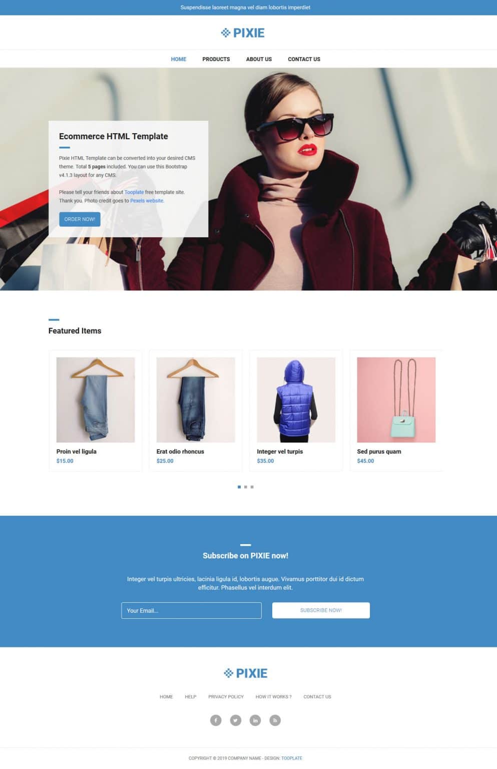 Pixie Ecommerce HTML Template Free Download - DesignHooks