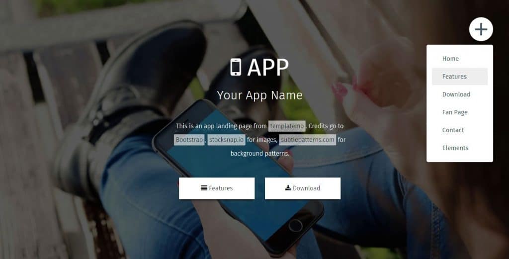 App Landing Page Bootstrap Template for Free - DesignHooks
