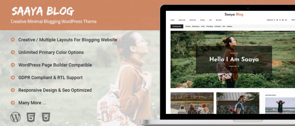 Saaya Blog - Minimal Blogging WordPress Theme for Free - DesignHooks